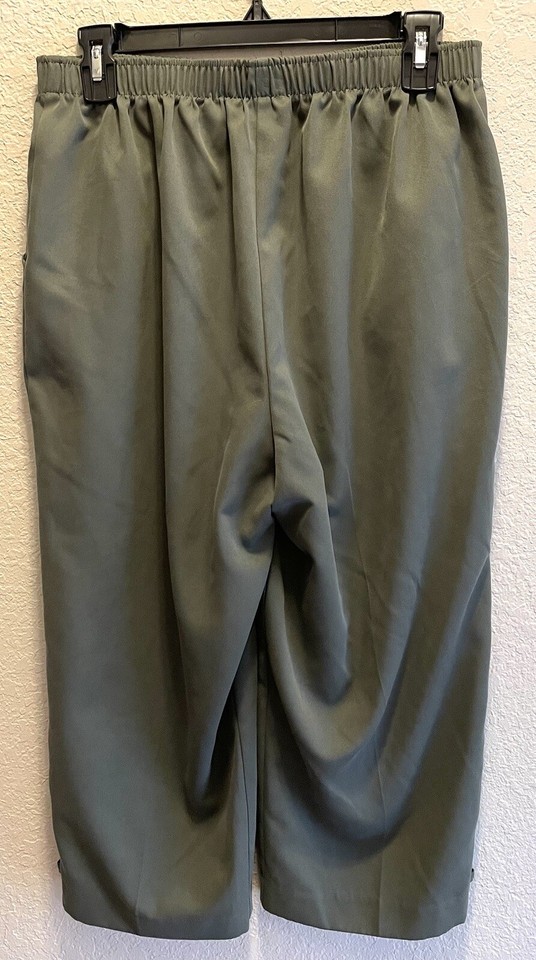 Allison Daley Polyester Microfiber Capri Pants, Dark Sage, Size 12 ...