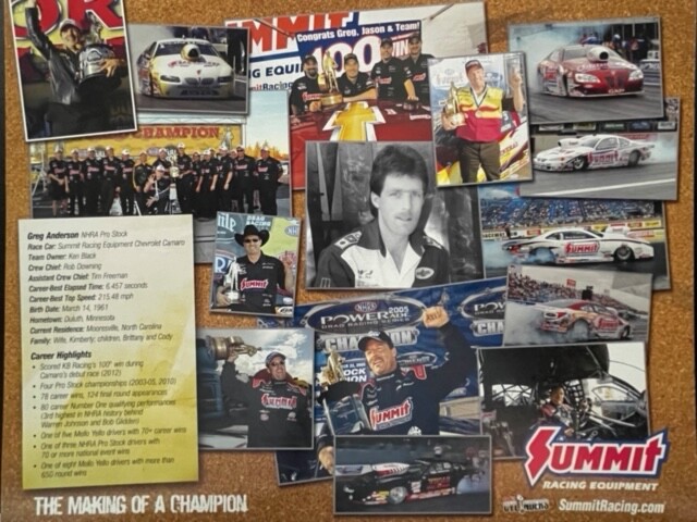 VRHTF VINTAGE NHRA COOL "GREG ANDERSON SUMMIT PRO STOCK" HAND OUT | eBay