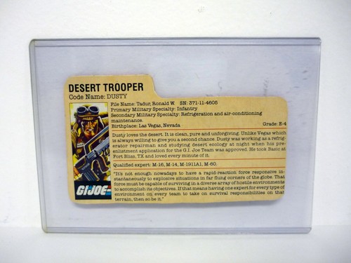 GI Joe Dusty File Card Hasbro Direct Red Back Asst. 6182 Accessory Part ...