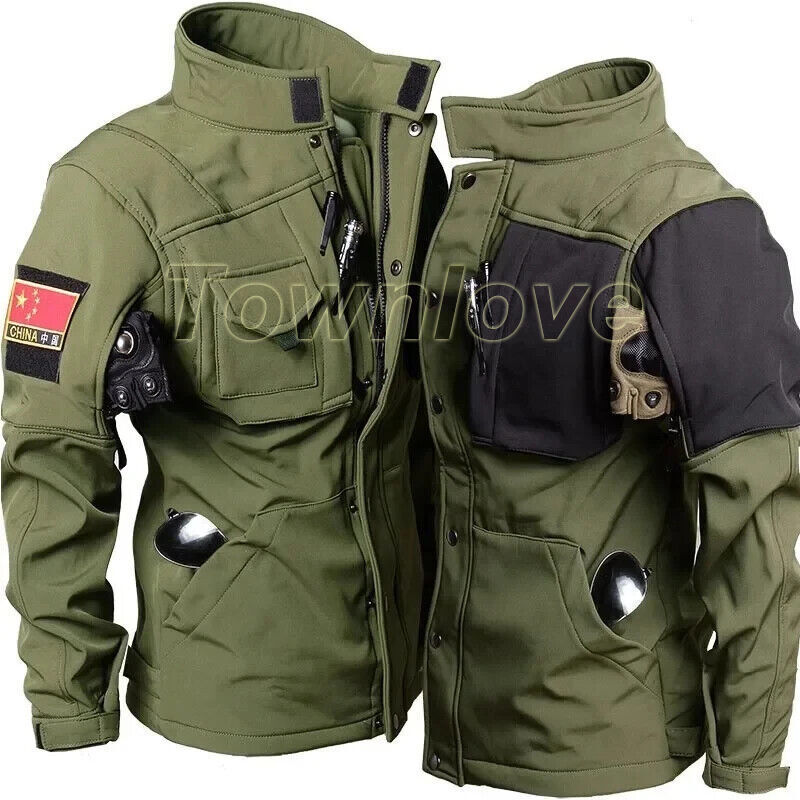 Tactical Soft Shell Jackets Men Outdoor Waterproof Hooded Windbreak ...