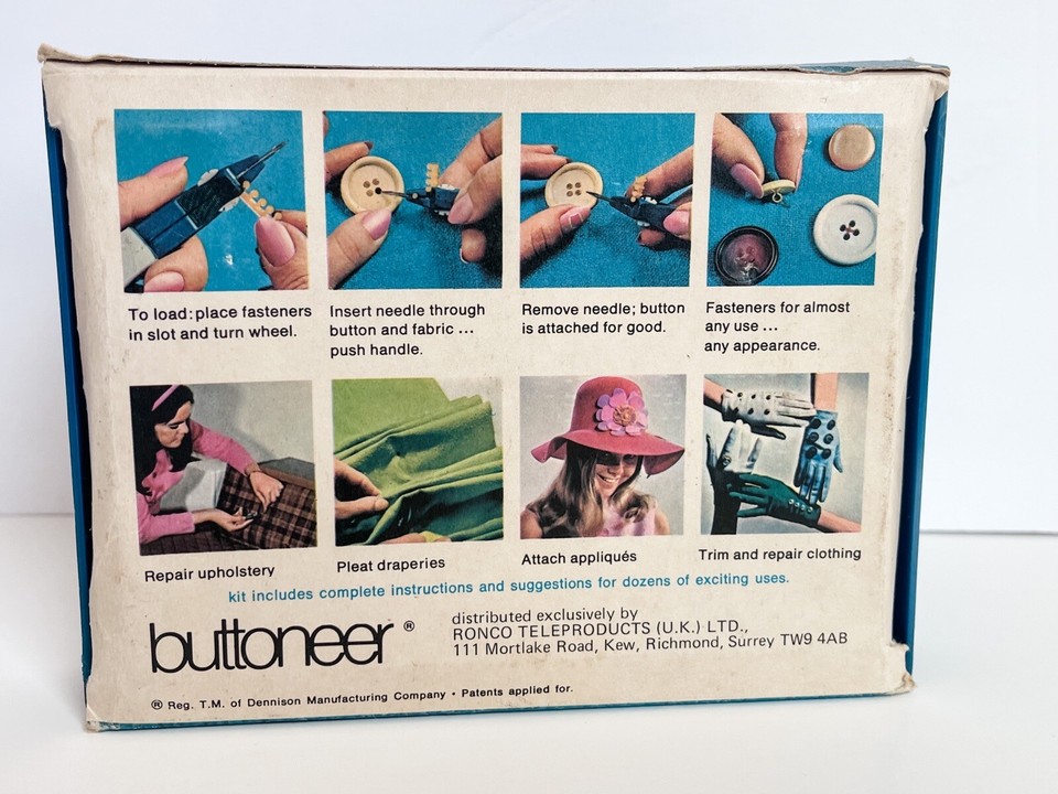 Buttoneer Kit Vintage Button Attacher RONCO As Seen on TV | eBay