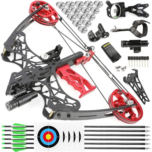 18" Mini Compound Bow Set 35-38lbs Dual-use Steel Ball Arrows Archery ...