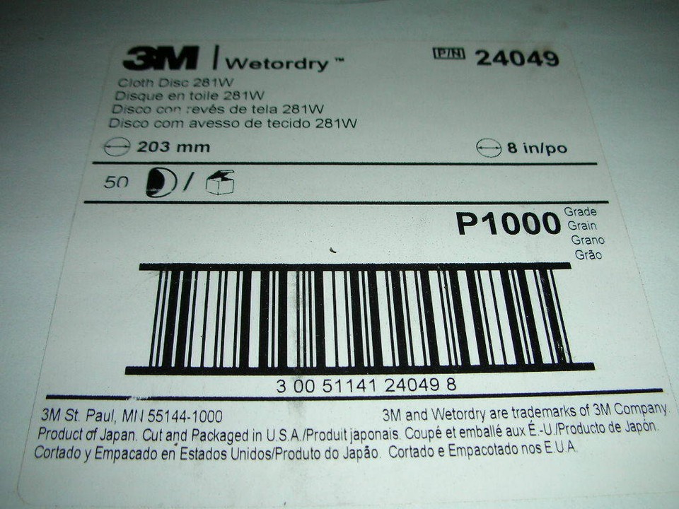 3M 24049 Wetordry Cloth Abrasive Disc 281W, 8 in x NH P1000 60440143265 ...