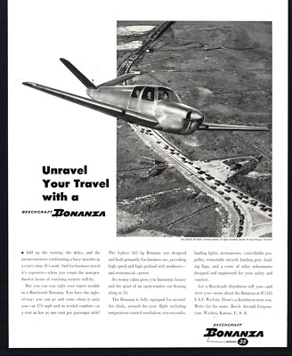 1947 BONANZA BEECHCRAFT MODEL 35 VINTAGE PRINT AD | eBay