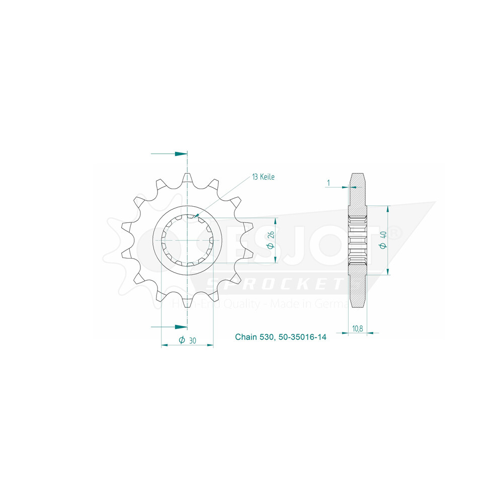 Sprocket Front 530-14T for YAMAHA YZF-R1 2005 2006 2007 2008 2009 2010 ...