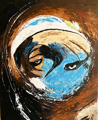 ABSTRACT SPACE FIGURE ORIGINAL 20X24 ACRYLIC PAINTING GALLERY WRAP ...