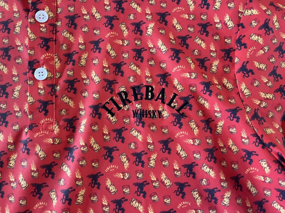 Sunday Swagger Large Fireball Whisky Short Sleeve Polo Golf Shirt A14 ...