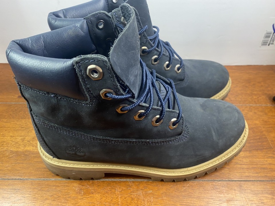 Timberland Boots Boys 5.5 Kids Blue Nubuck Suede Work Boots Timbs ...