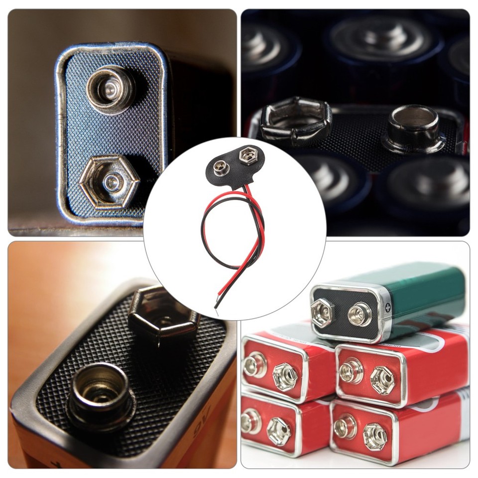 100 pcs Battery Connector 9v Battery Clip Pu Cable Housing Connection ...