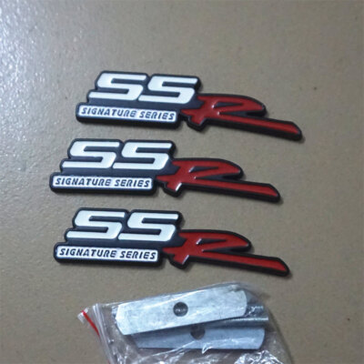 SSR White Matte SIGNATURE SERIES Metal Grille Emblem + 2x Decal Sticker ...