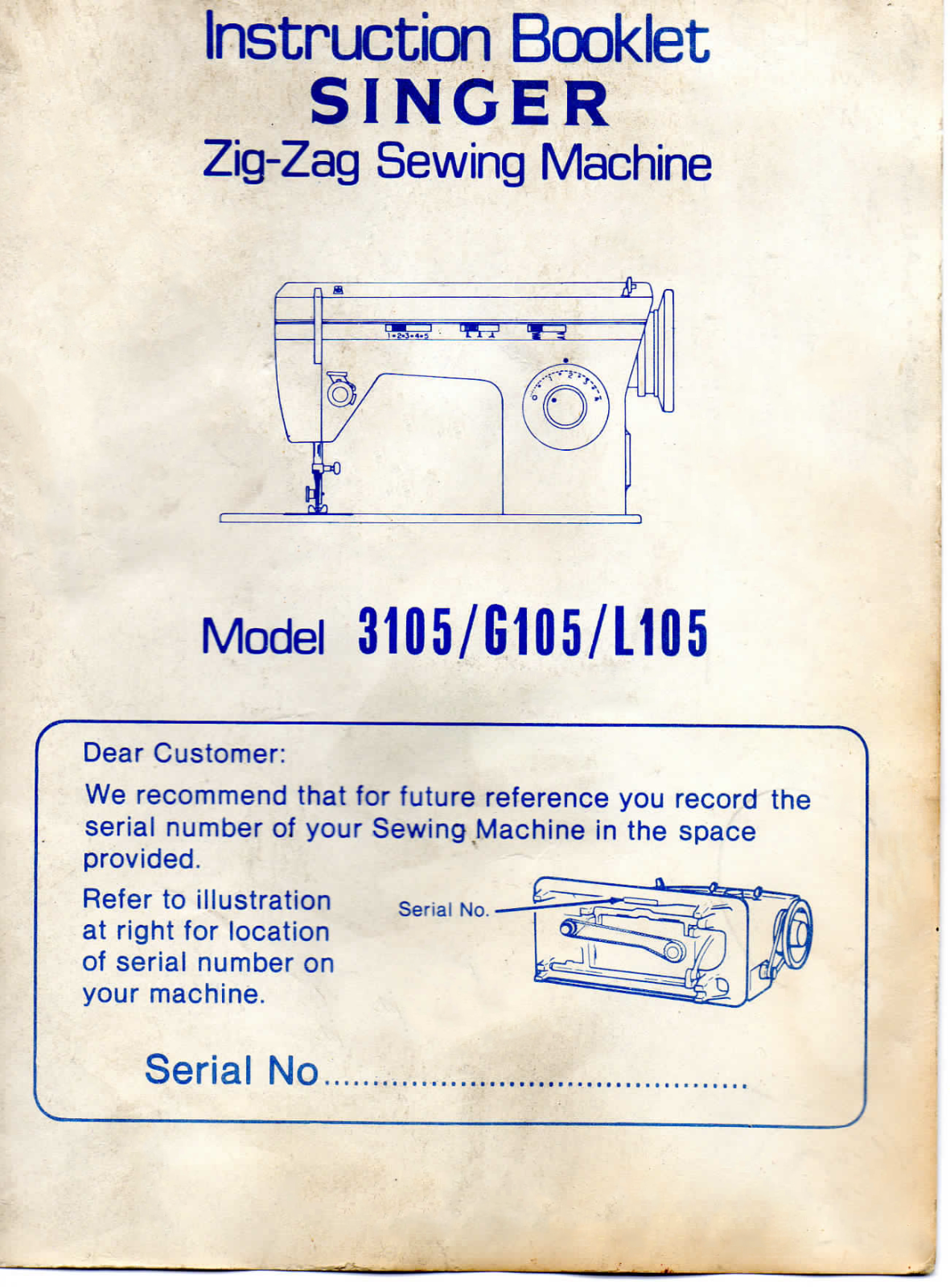 Singer 3105 G105 L105 Instruction Manual User Guide: Coil Bound 15 ...