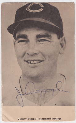 BASEBALL CINCINNAT REDS JOHNNY TEMPLE 1955 TO RICHARD STRAIGHT, ABILENE ...