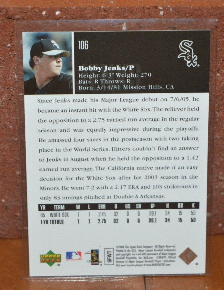 BASEBALL CARD UPPER DECK 2006 CHICAGO WHITE SOX BOBBY JENKS PENNY ...