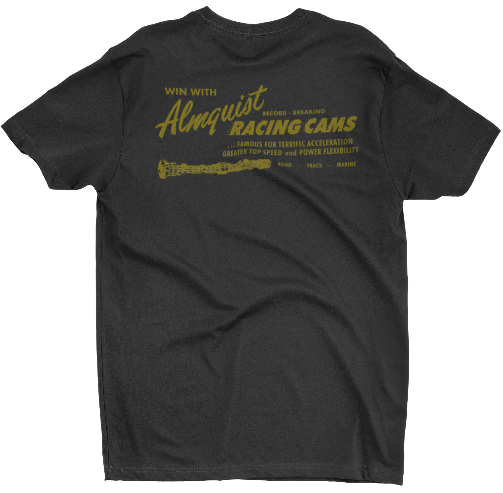 ALMQUIST RACING CAMS BLACK T-SHIRT TEE SPEED EQUIPMENT ISKY CROWER CLAY ...