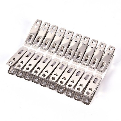 20X Stainless Steel Clothes Pegs Laundry Metal Clamps Hanging Pins Cli ...