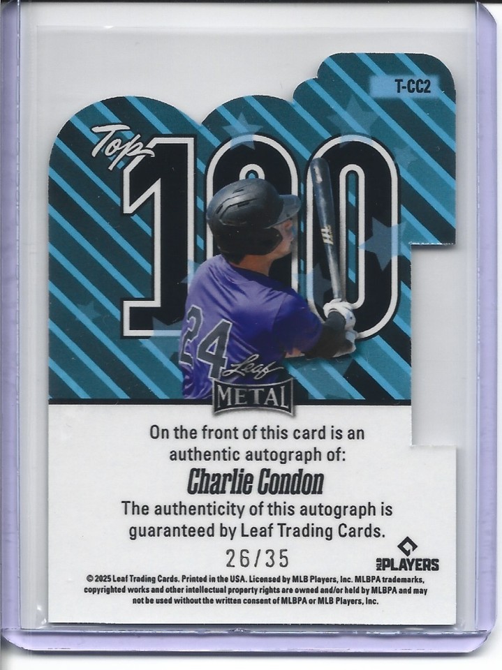 2025 LEAF METAL CHARLIE CONDON TOP 100 SILVER RC AUTO SIGNED 26/35 ...