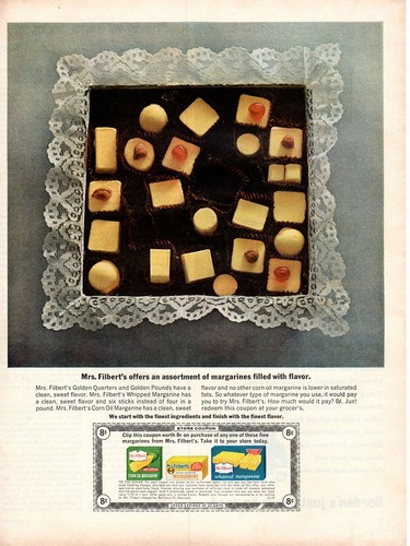 Vintage advertising print FOOD Mrs. Filbert's Corn Oil Margarine candy ...