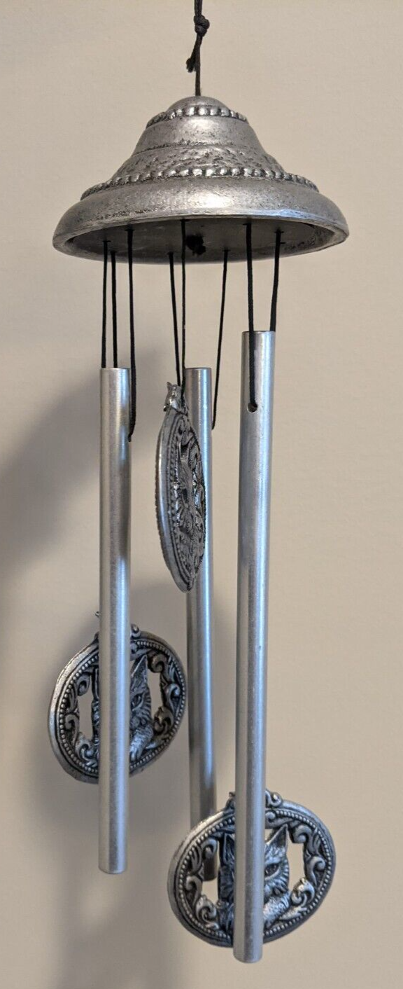 Vintage 1996 Carson Pewter Wind Chime 3 Cats Kittens Oval - 11 inches ...