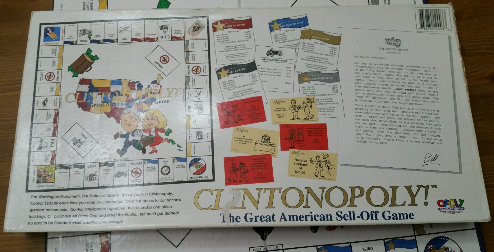 Clintonopoly great american sell off vintage board game opoly 1995 | eBay