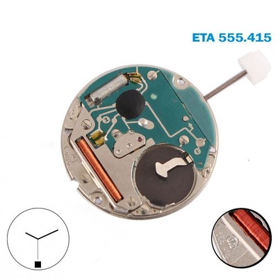 ETA 555.415 Swiss Watch Movement, White Date Disk at 6 , 3 Hands. | eBay