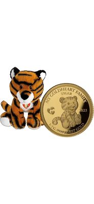 2023 Solomon Islands My Goldheart Tiger 0.5g Gold Coin w/Plush Toy ...