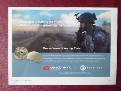 9/2012 PUB CERADYNE ARMOR DEFENDER SBH SEAMLESS BALLISTIC HELMET ...