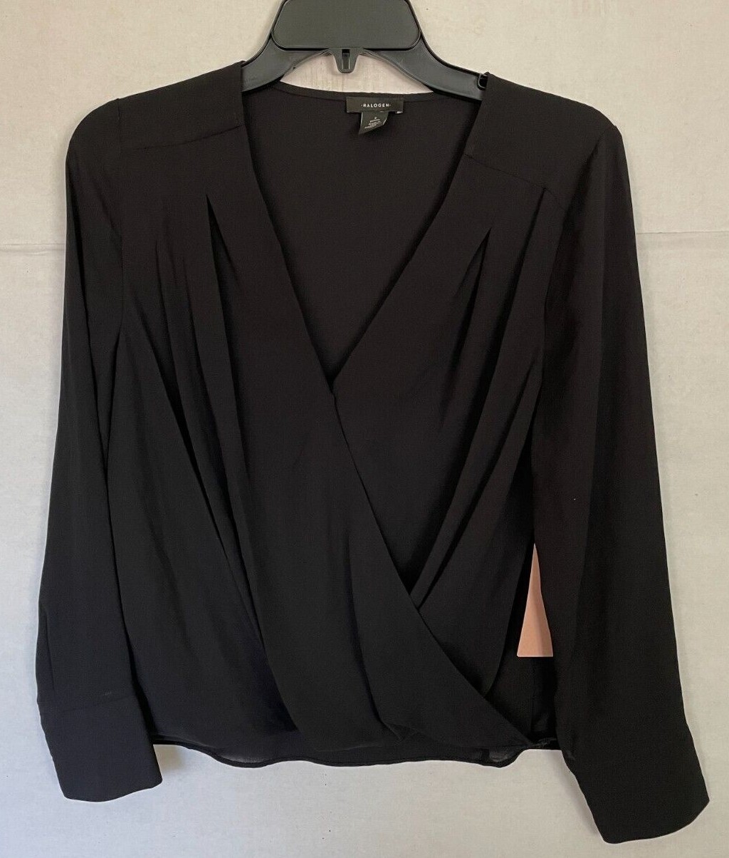 Halogen Cross Front Blouse WOMENS SIZE S SMALL SP PETITE BLACK NEW | eBay