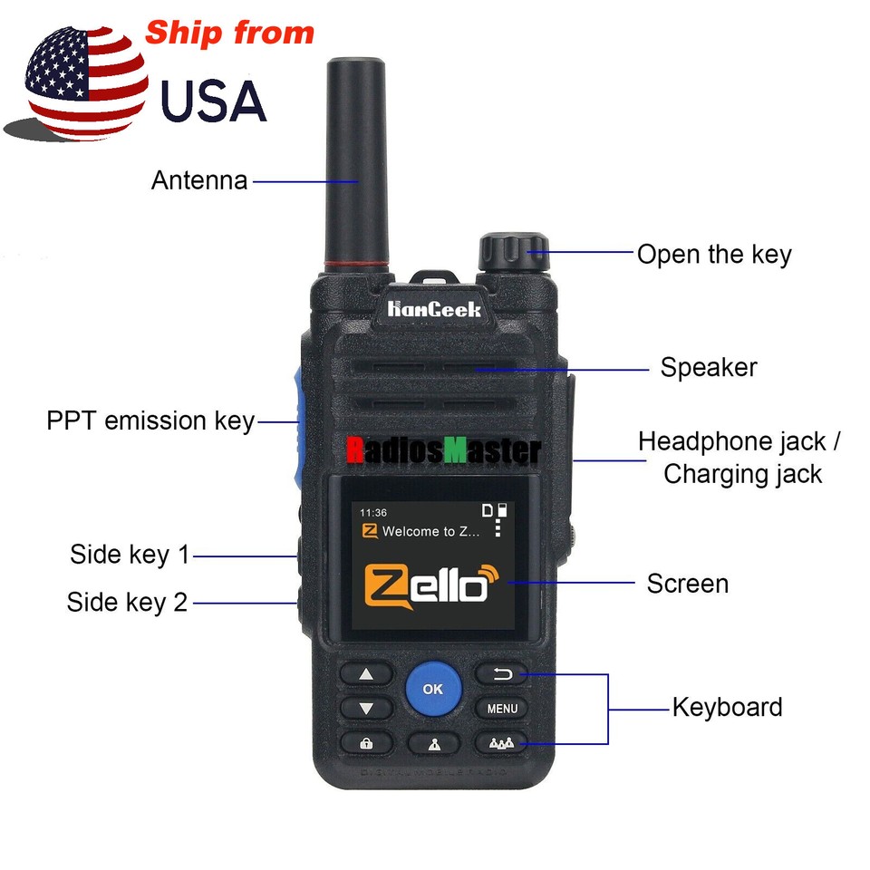 Walkie Talkie Radio Wifi Bluetooth 2G/3G/4G Network Radio For Zello ...