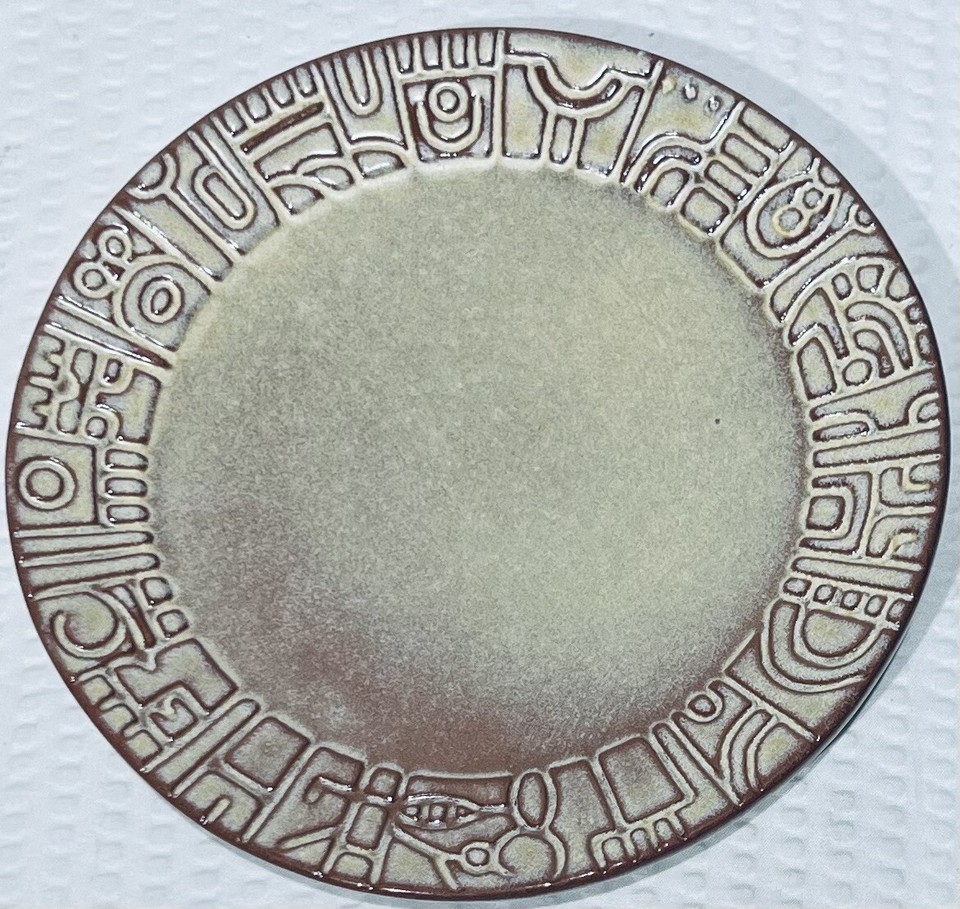 Lot of 4 ~ Vintage Frankoma Pottery Mayan Aztec Gold 7" Salad Plates 7G ...