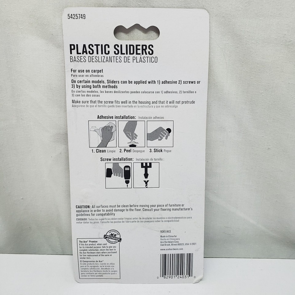 ACE Plastic Sliders 4" x 1 " Rectangle For Carpet #5425749 4 pcs. | eBay
