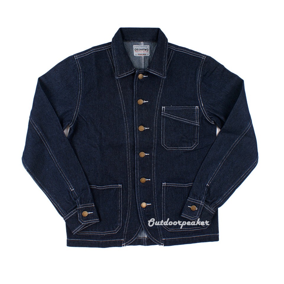 Railroad Denim Jacket Vintage Striped Men's Work Jean Chore Casual ...