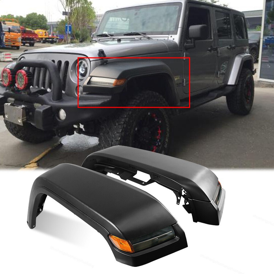 New Front Fender Flares W/ Lights & Inner Well Fits 2007-2017 Jeep ...