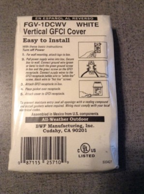 Cover 1g Vertical GFCI WHITE, Single, PartNo FGV-1DCWV, by Teddico/Bwf ...