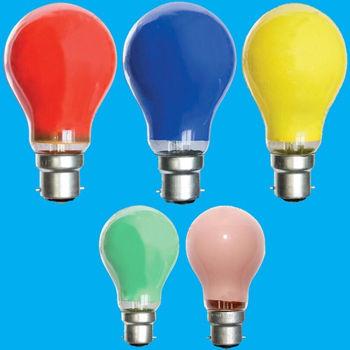 4x 18W (=25W) Coloured Halogen GLS Light Bulbs, Bayonet Cap BC, B22 ...
