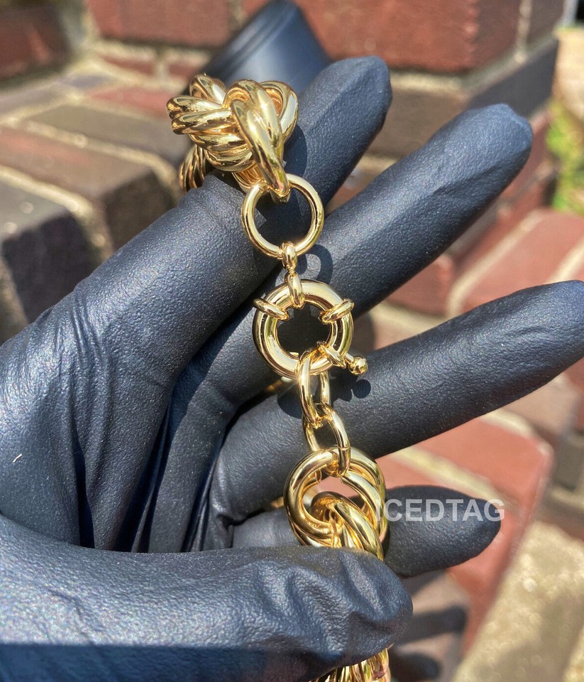 14K Gold Plated 16 - 30MM Hip Hop Retro Dookie Hollow Chunky Rope Chain ...