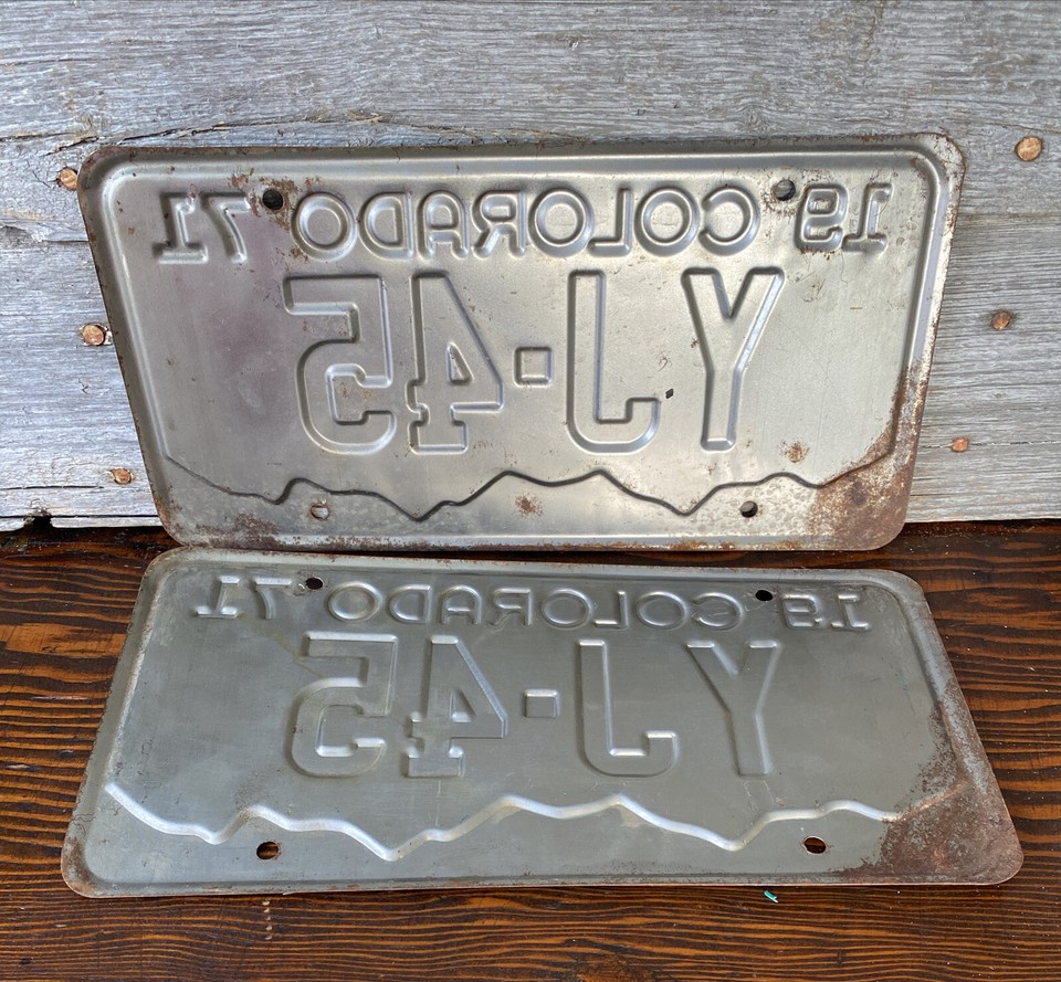 Low Digit Pair 1971 Colorado License Plates YJ - 45 CO ‘71 | eBay
