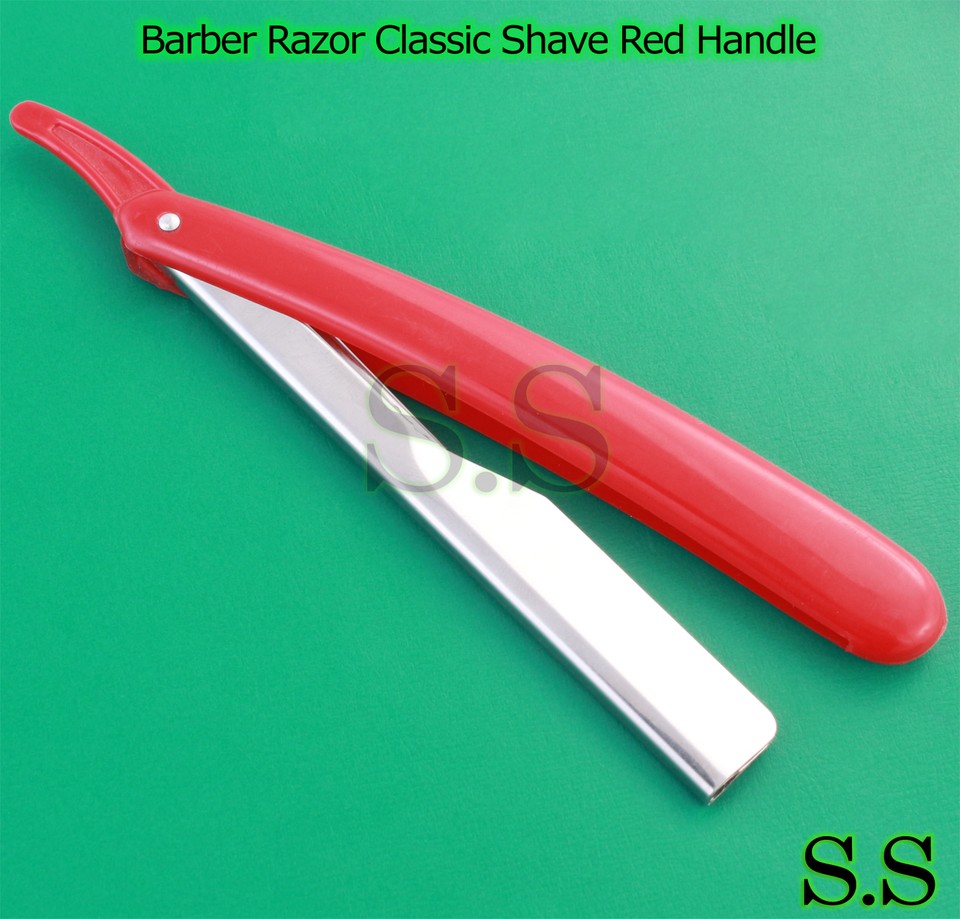 Straight Barber Razor Classic Shave Red Handle B-765 | eBay