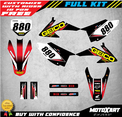 Custom Graphics Full Kit to Fit Honda CRF 150 F 2008 - 2014 GEICO STYLE ...