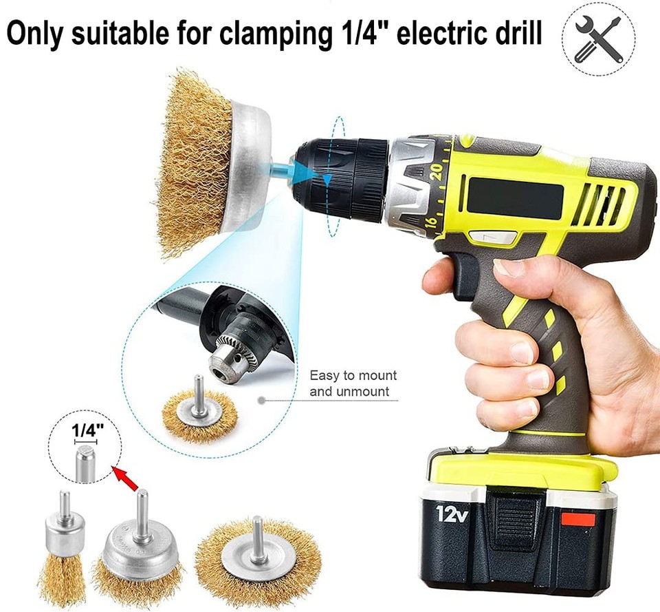 Wire Wheel Brush Cup Brushes Set,23 Pack Steel Wire Brush Kit for Drill ...