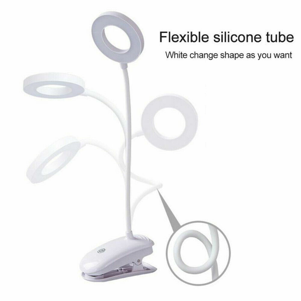 Flexible USB Clamp Clip On LED Lights Reading Table Desk Bed Bedside ...
