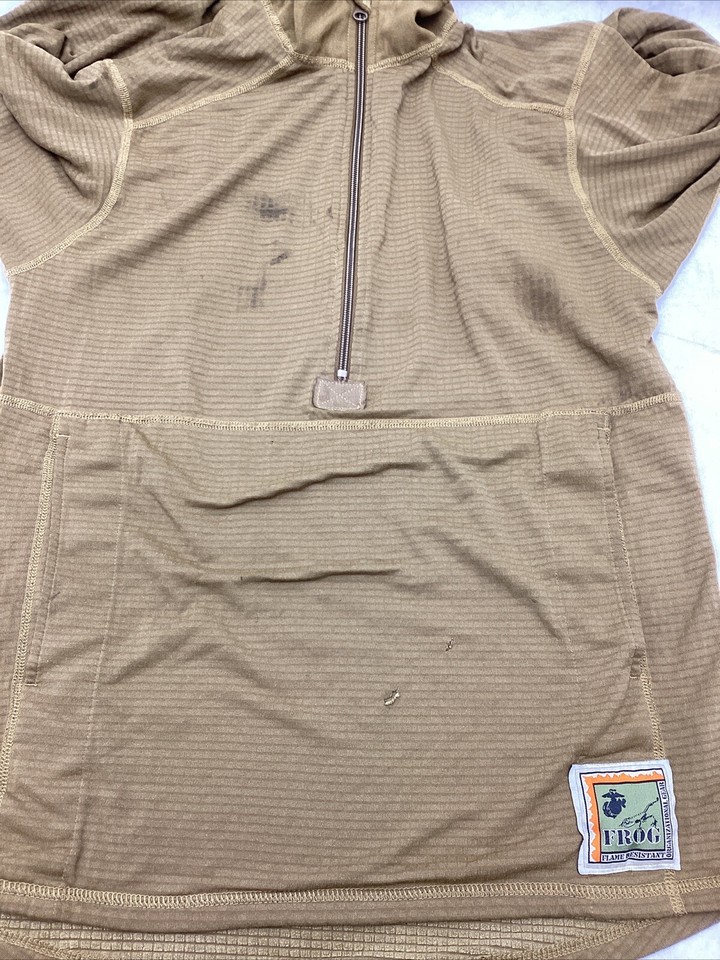 USMC Coyote FROG Waffle Fleece Half Zip Grid Marine Corp Shirt SM & MD ...