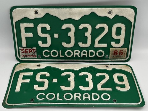Vintage Set Colorado License Plates Pair 1985 Passenger FS-3329 ...