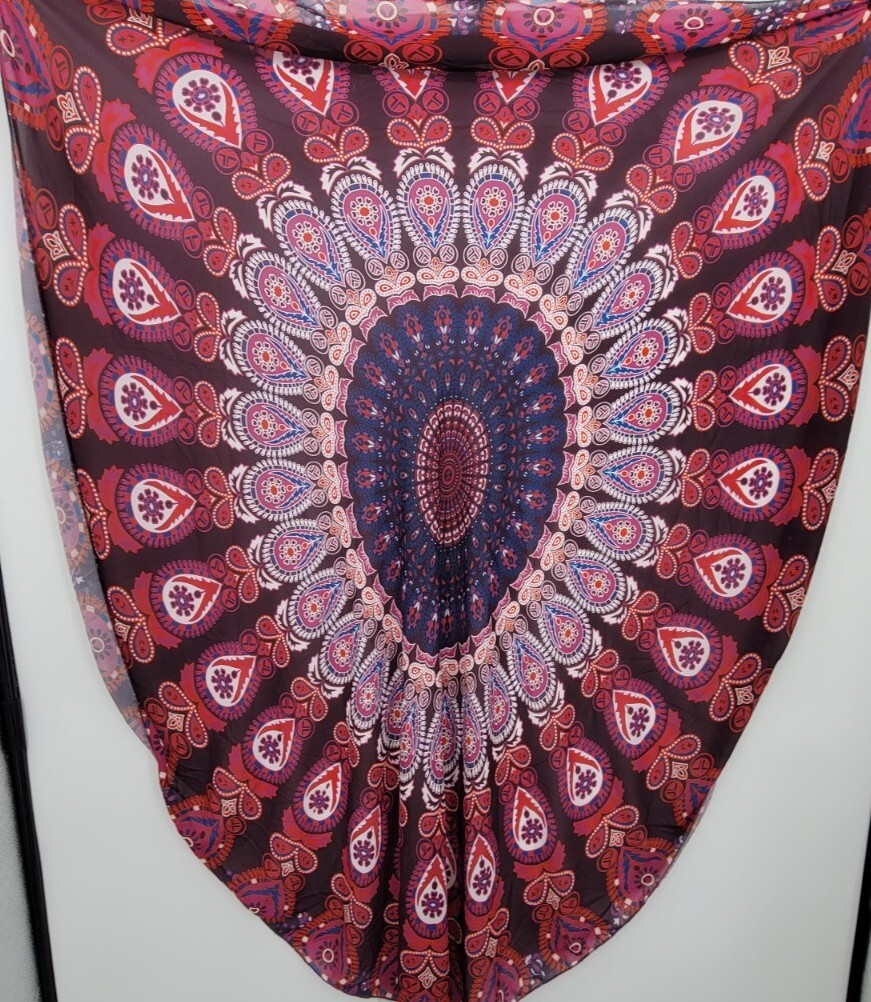 Round Mandala Sarong Scarf Wrap Tablecloth Wall Bohemian Burgandy ...