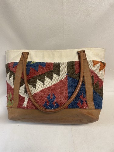 Noonday Collection Bag Leather Tote Colorful Boho | eBay