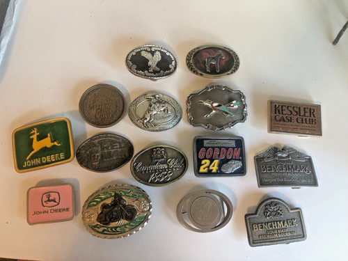 Vintage Lot of 1 Belt Buckles Nascar John Deere Benchmark Red Man etc ...