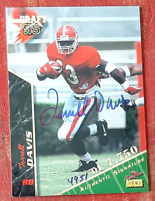 TERRELL DAVIS AUTO /7750 ~ 1995 SIGNATURE ROOKIES #21 ~ GEORGIA ...