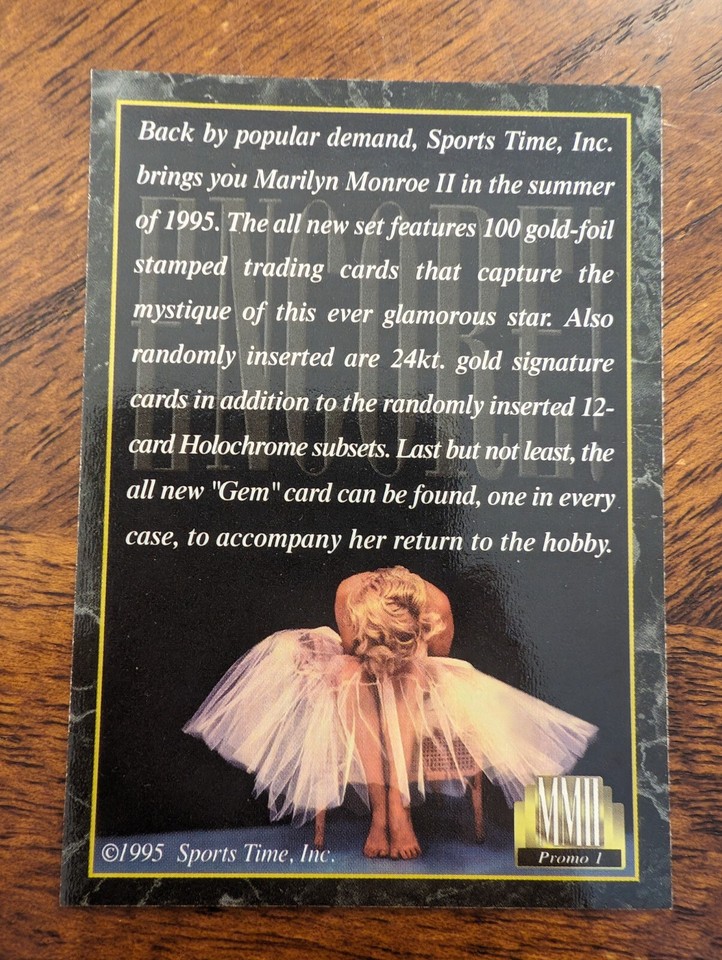 Marilyn Monroe II Trading Cards Promo Card 1 MMII Promo 1 1995 - Mint ...