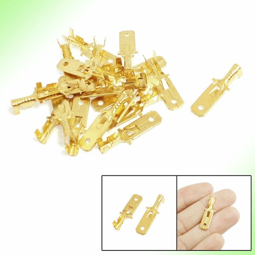 20 Pcs 1/4" Brass Crimp Terminal Cable Male Spade Connector #F7 | eBay