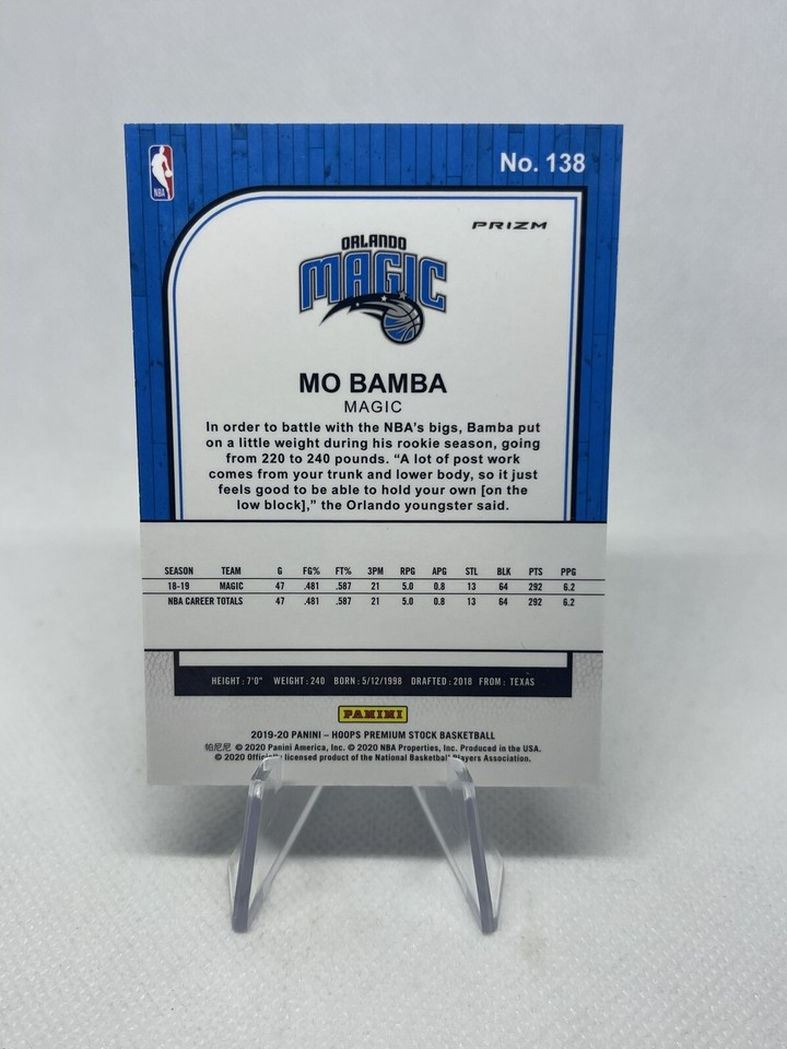 2019-20 Hoops Premium Stock Prizms Silver #138 Mo Bamba Orlando Magic ...