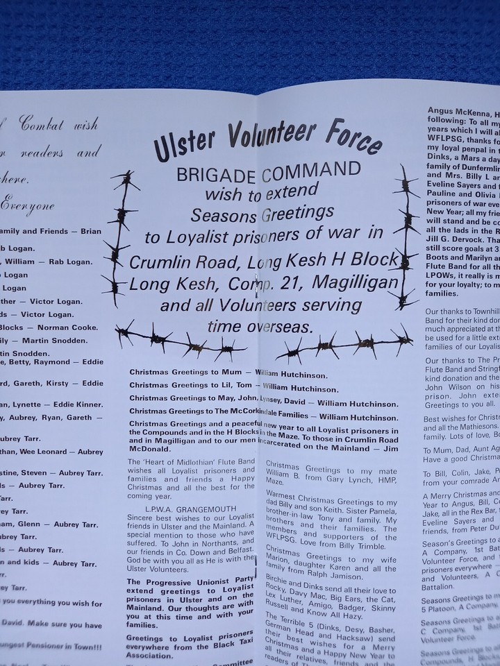 Combat Ulster Volunteer Force Vintage Troubles LPOW 1987 Loyalist N ...